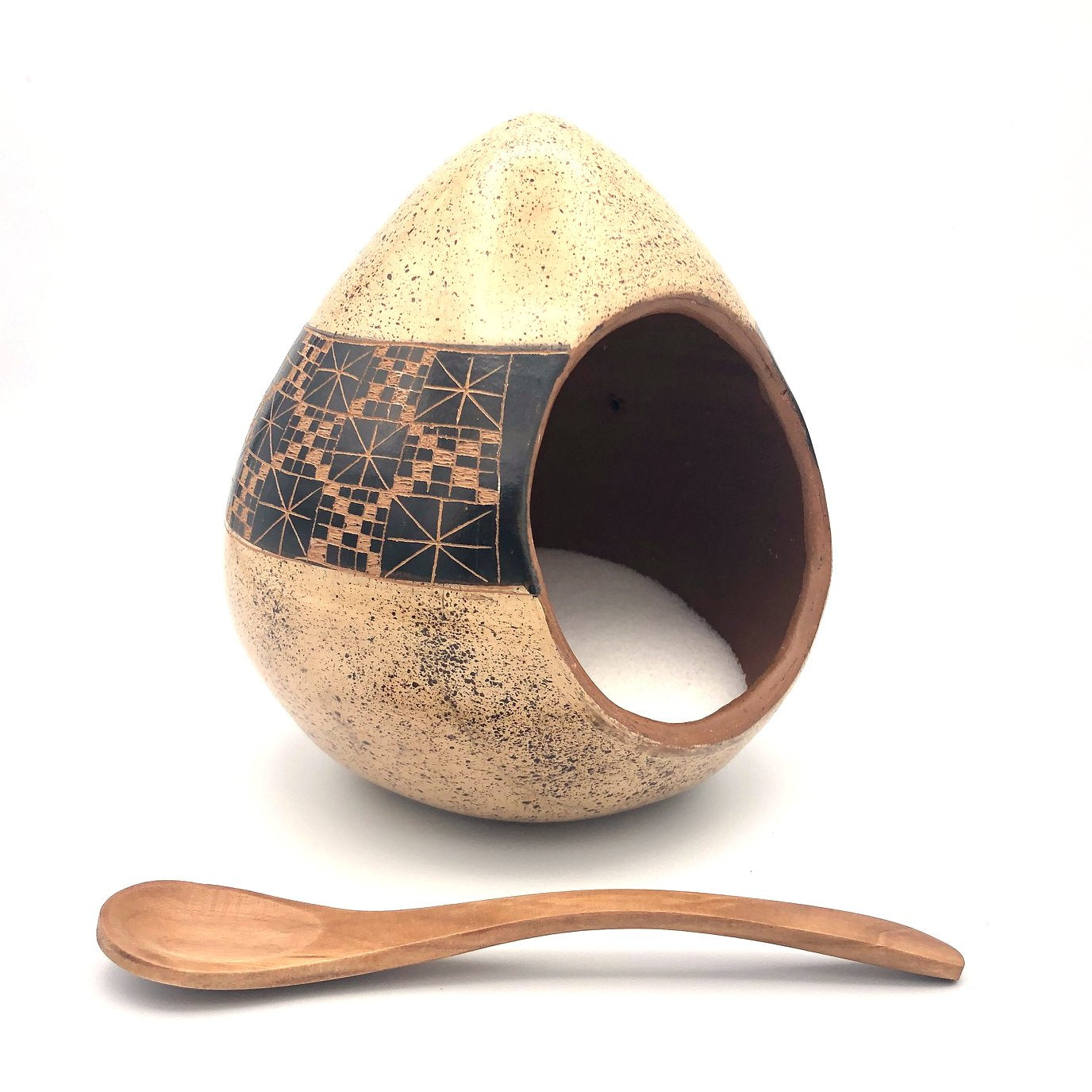 Salt Cellar (Cream with Black Checker) – Women of the Cloud Forest